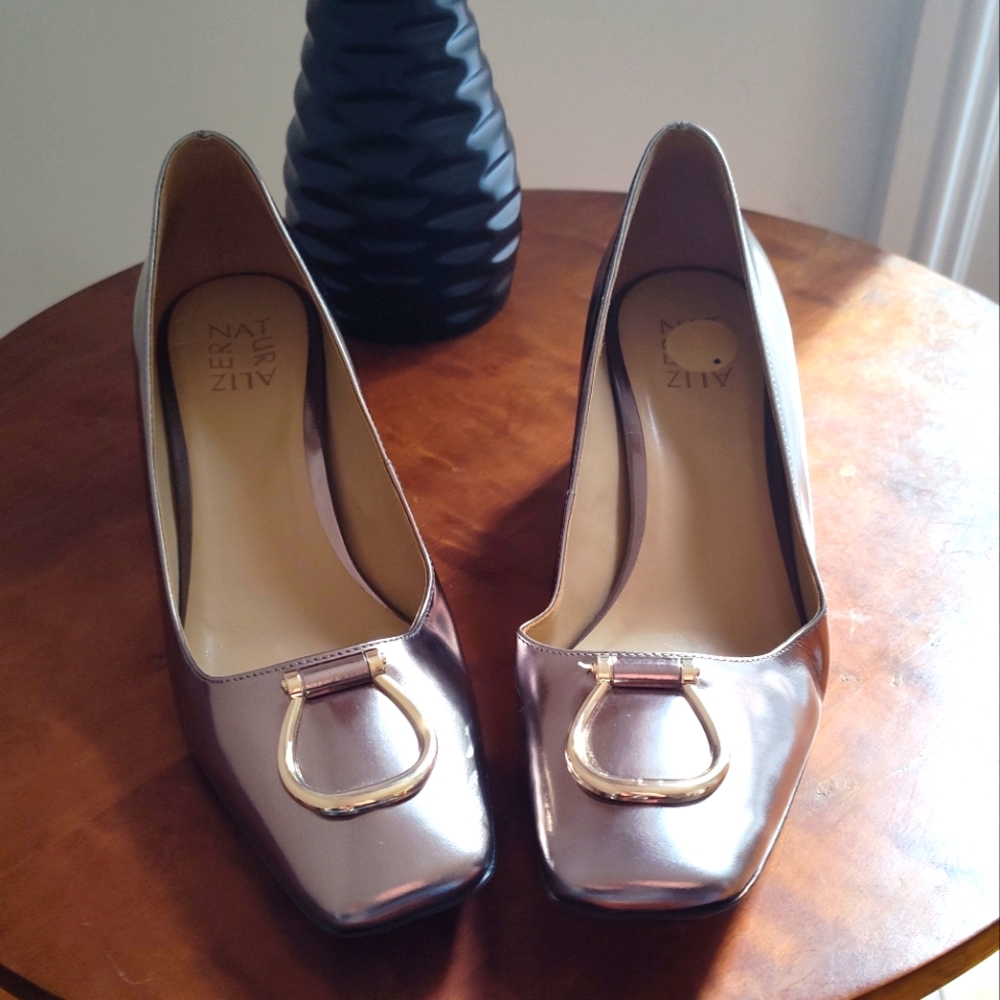 Naturalizer Block Heel Kalissa Pewter Pump With Buckl… - Gem